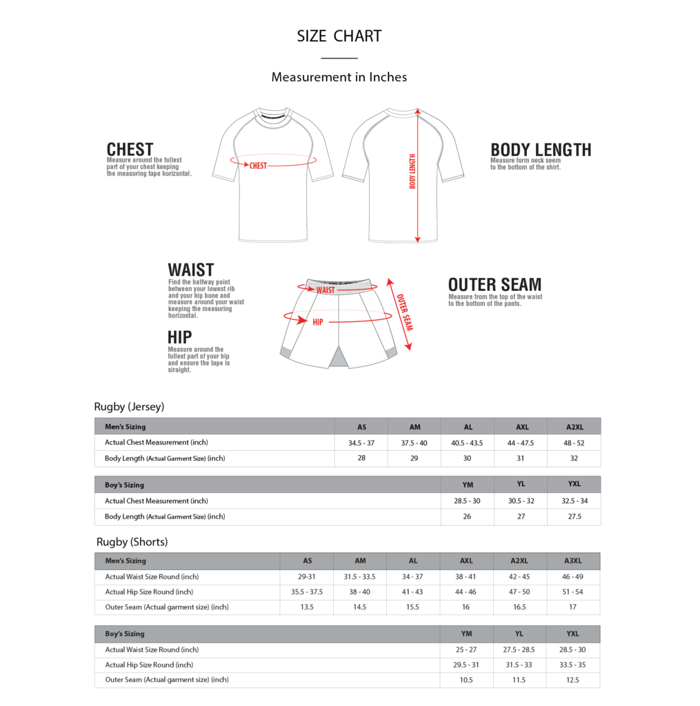 Size Charts | JOG Sports