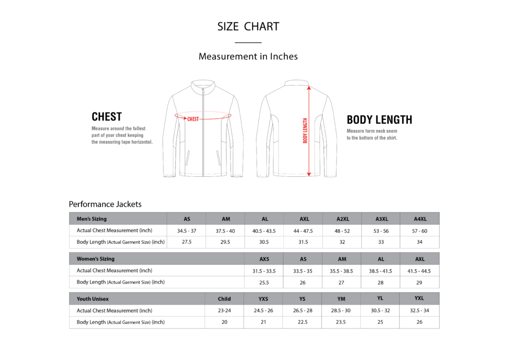 Size Charts | JOG Sports