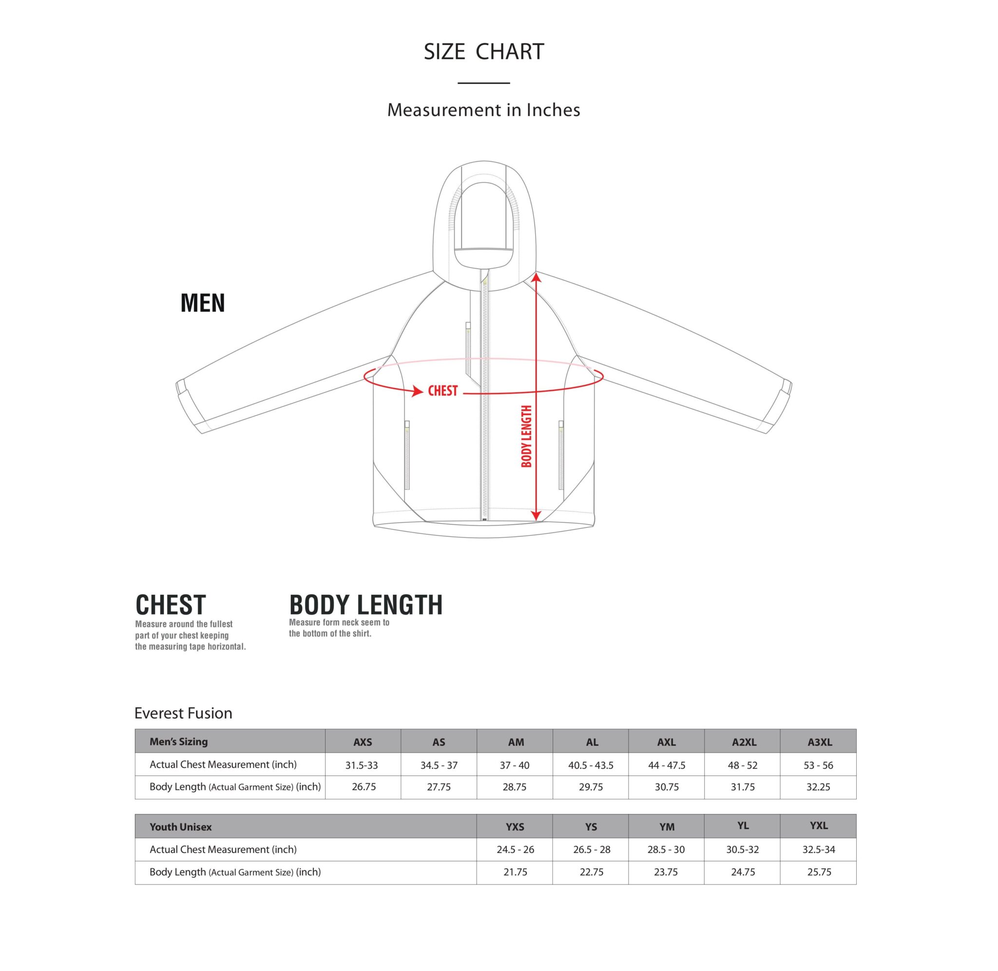Size Charts | JOG Sports
